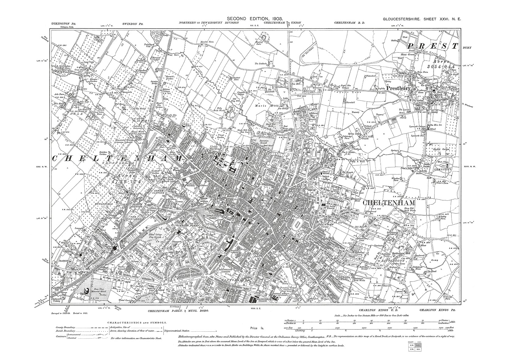 Gloucestershire - Old Ordnance Survey maps, 1:10560 scale (6inch to th ...