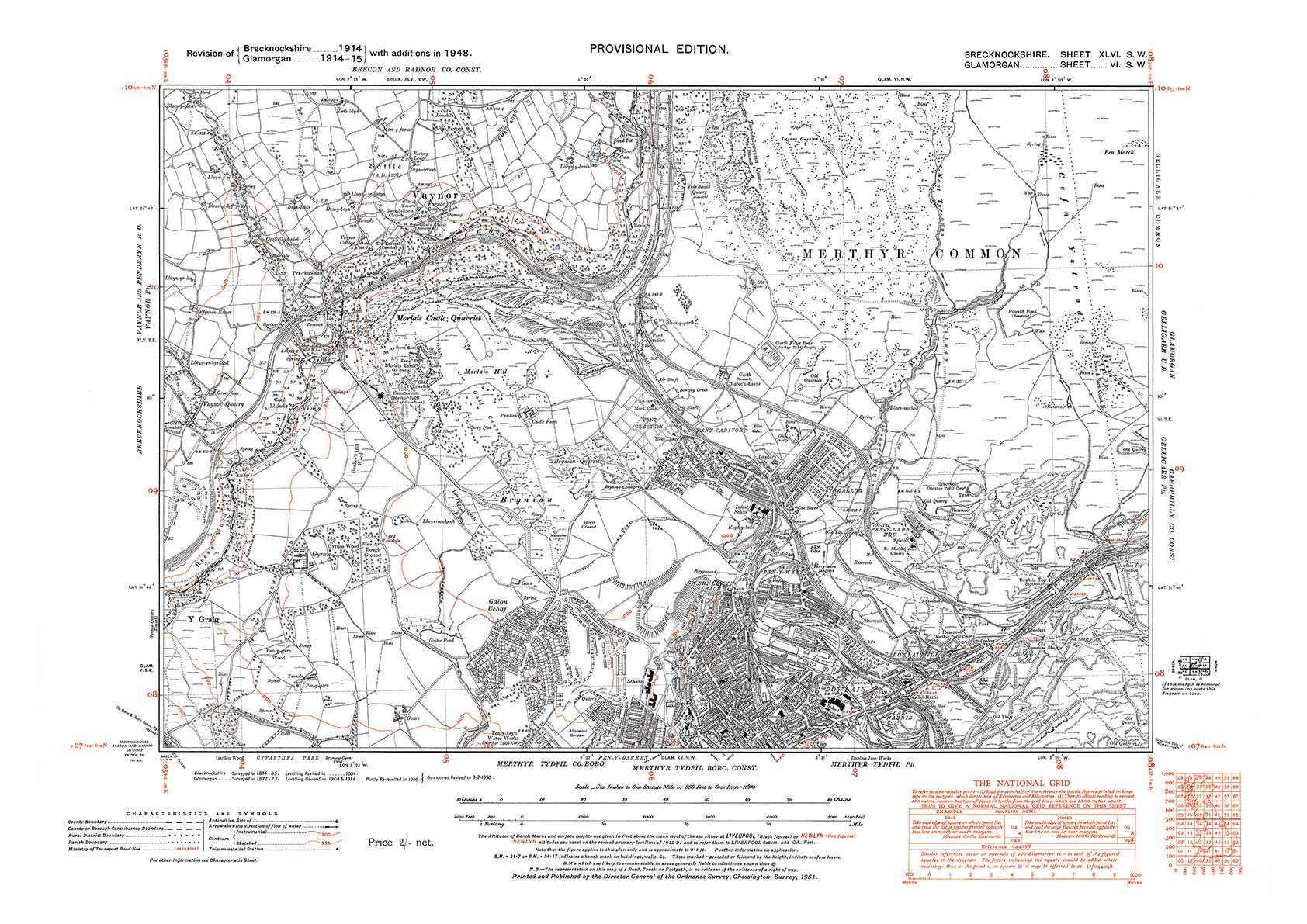 Brecknockshire - Old Ordnance Survey maps, 1:10560 scale (6inch to the ...