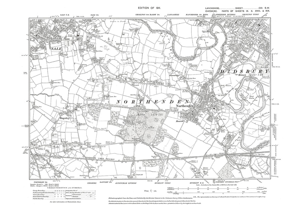 Didsbury (southwest) - Lancashire in 1911 : 111SW – Old Map Downloads