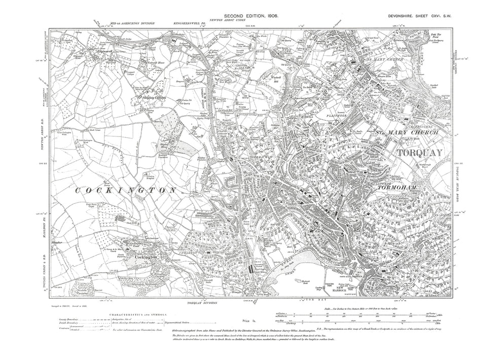 Torquay, Cockington, Edginswell, Old Map Devon 1906: 116SW – Old Map ...