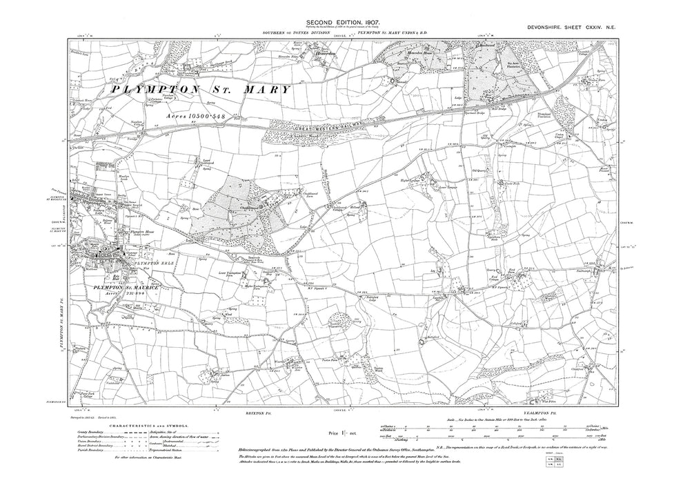 Plympton St Maurice, Old Map Devon 1907: 124NE – Old Map Downloads