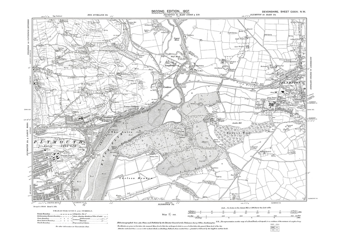 Plymouth (east), Plympton, Old Map Devon 1907: 124NW – Old Map Downloads