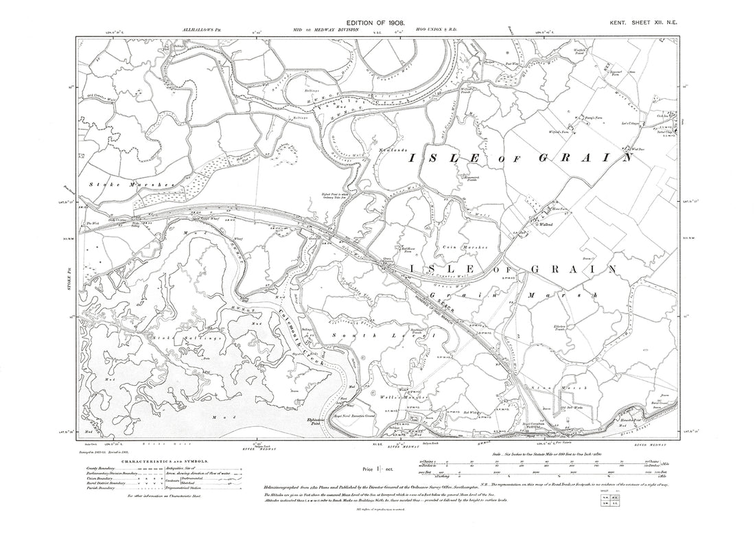 Isle of Grain, old map Kent 1908: 12NE – Old Map Downloads
