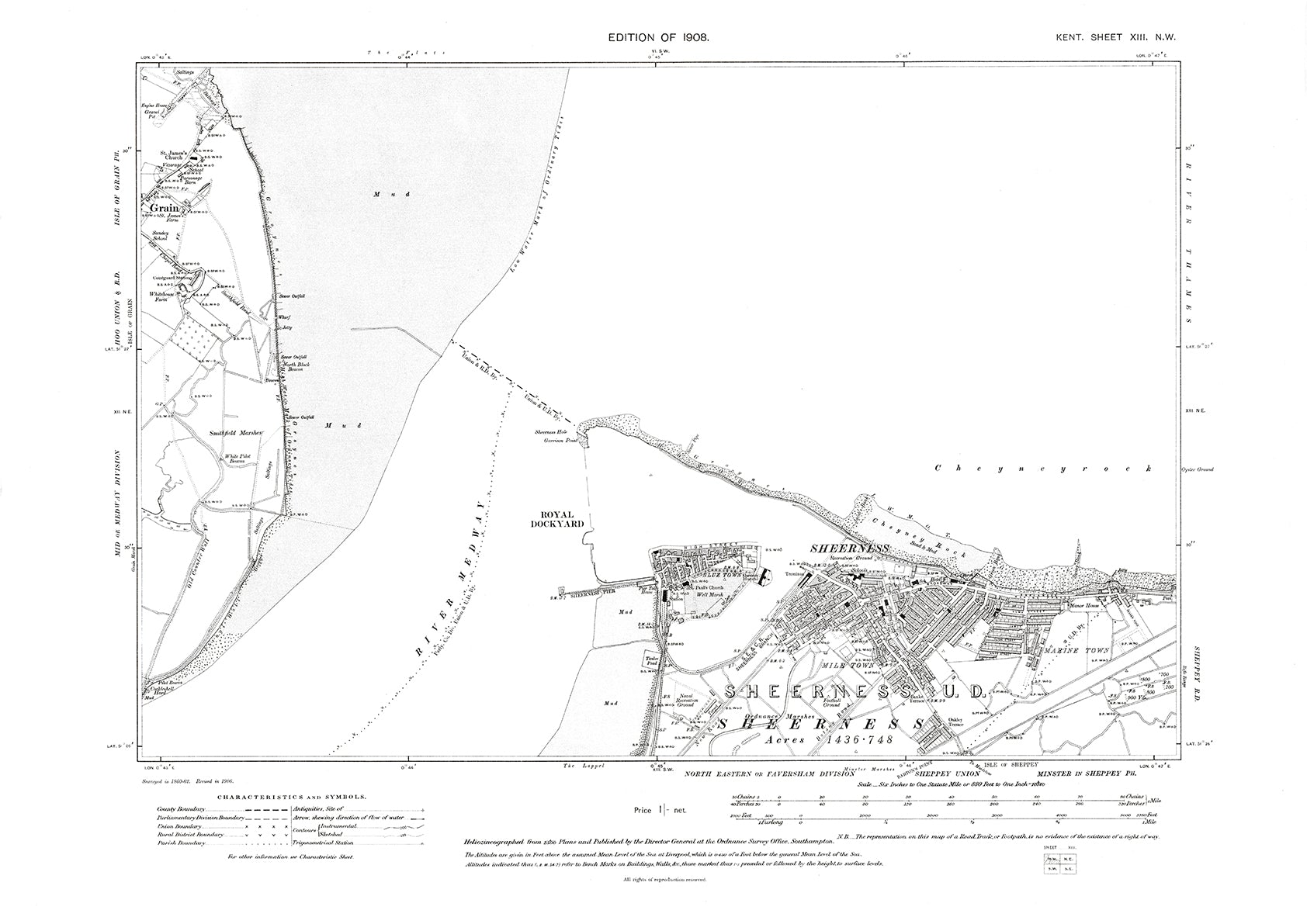 Sheerness, old map Kent 1908: 13NW – Old Map Downloads