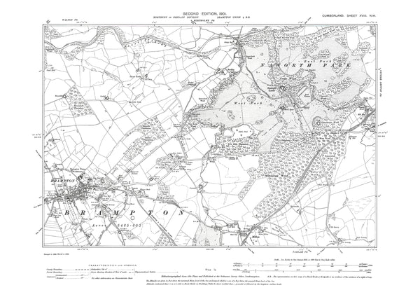 Old OS map dated 1901, showing Brampton, Milton in Cumberland - 18NW ...