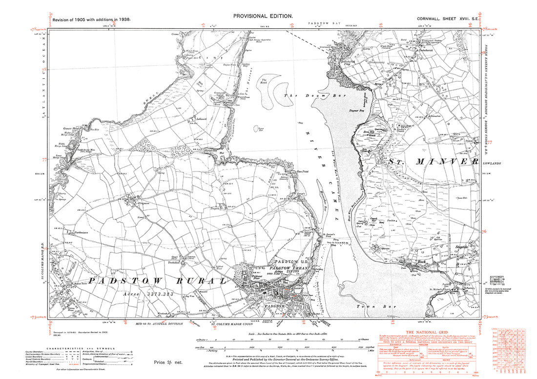 Padstow (north), old map Cornwall 1908: 18SE – Old Map Downloads