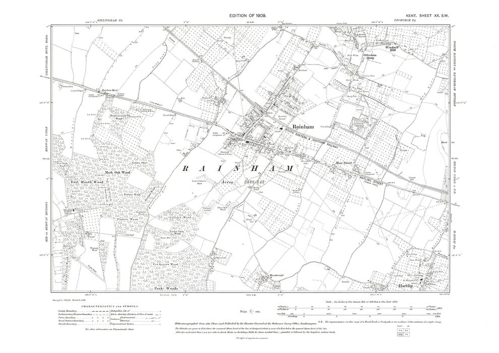 Rainham, old map Kent 1908: 20SW – Old Map Downloads