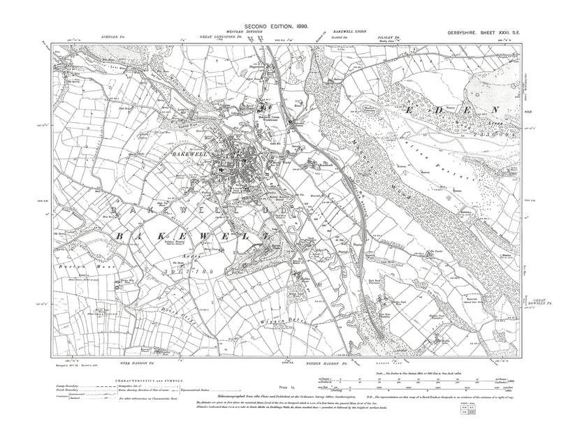Old OS map dated 1899, showing Bakewell in Derbyshire 23SE – Old Map ...