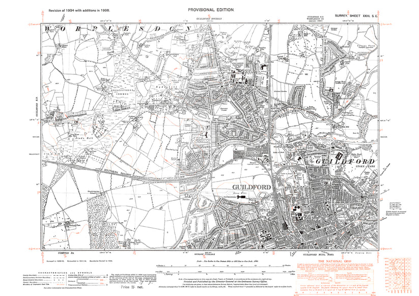 Guildford (north), Stoughton Barracks old map Surrey 1938: 23SE – Old ...