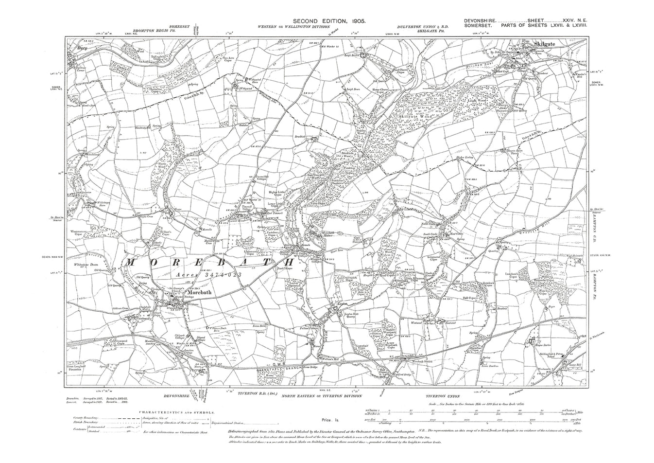 Morebath, Old Map Devon 1905: 24NE – Old Map Downloads