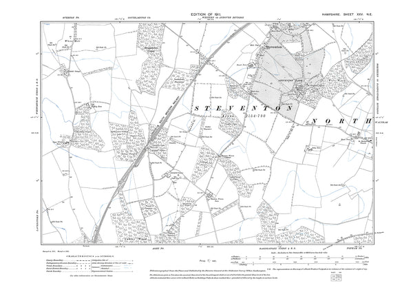 Old OS map dated 1911, showing Steventon in Hampshire - 25NE – Old Map ...