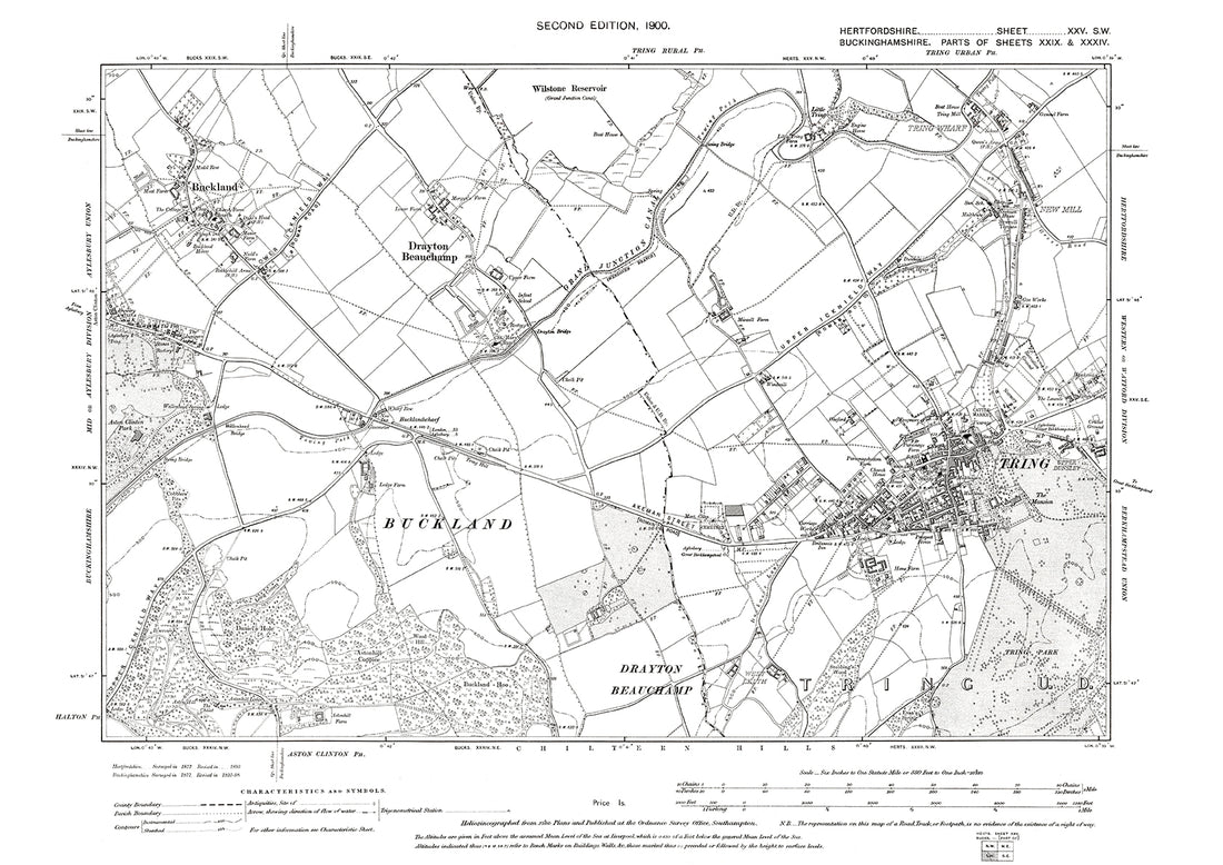 Old OS map dated 1900, showing Tring in Hertfordshire - 25SW – Old Map ...