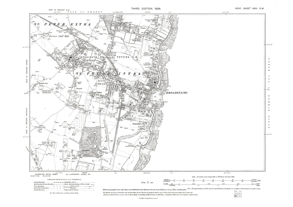 Broadstairs, old map Kent 1908: 26SW – Old Map Downloads