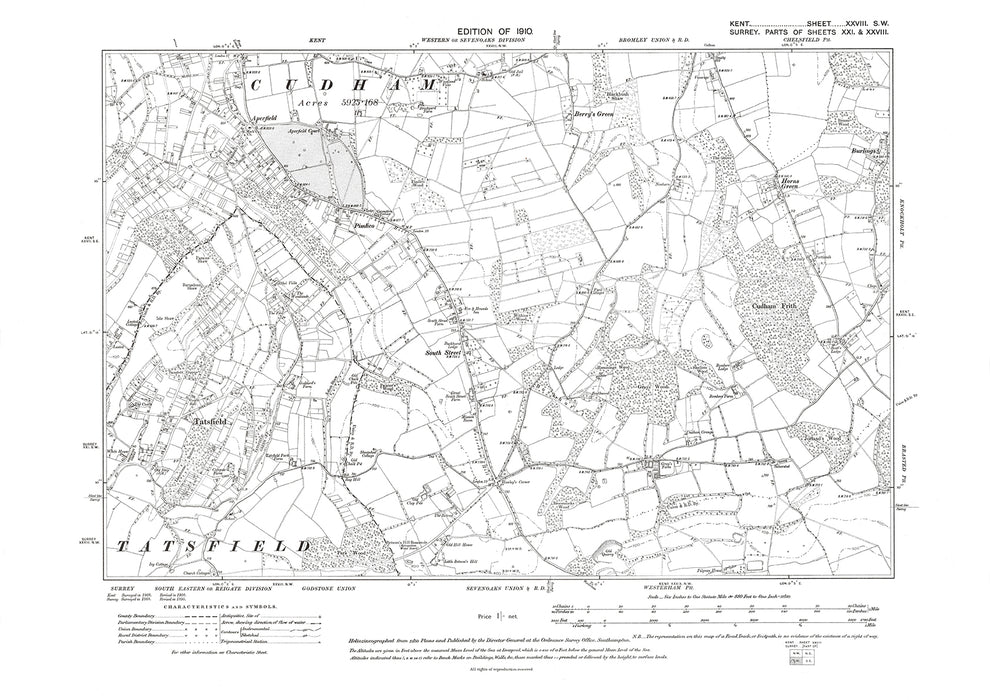 Cudham, Tatsfield, old map Kent 1910: 28SW – Old Map Downloads