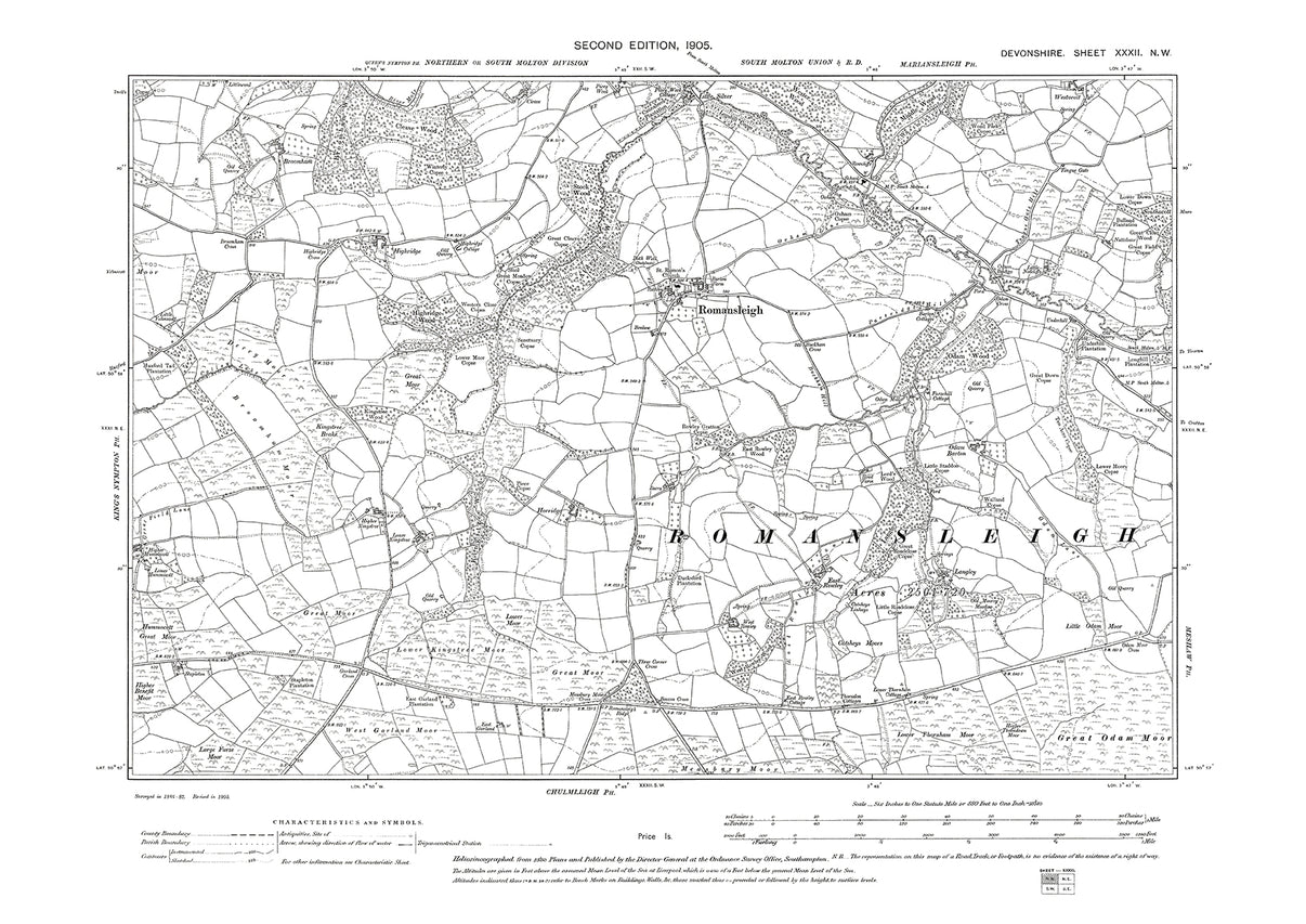 Romansleigh, Old Map Devon 1905: 32NW – Old Map Downloads