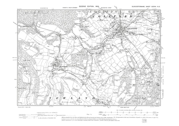 Old OS map dated 1903, showing Newland, Coleford, Whitecliff, Milkwall ...