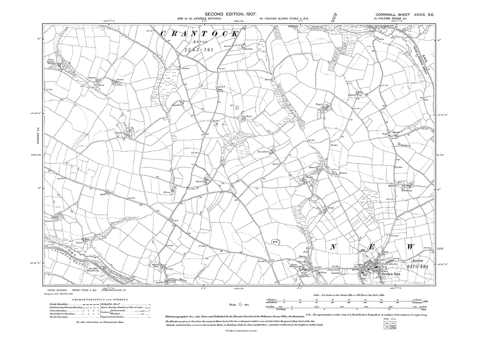 Newlyn East (north), old map Cornwall 1907: 39SE – Old Map Downloads