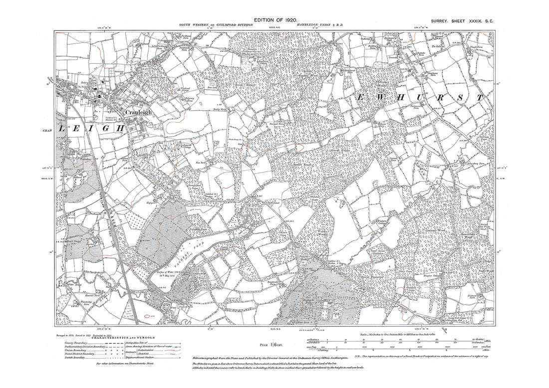Cranleigh, Ewhurst Green old map Surrey 1920: 39SE – Old Map Downloads