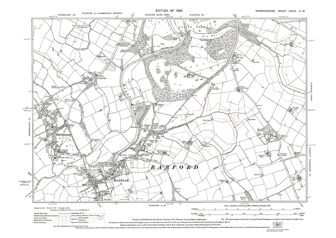 Barford, Sherbourne, old map Warwickshire 1926: 39NW – Old Map Downloads