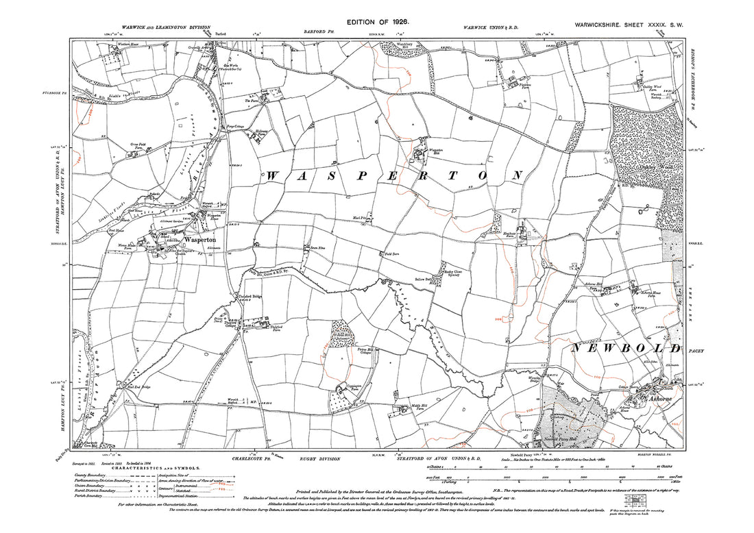 Wasperton, Ashorne, old map Warwickshire 1926: 39SW – Old Map Downloads