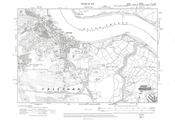 Erith, old map Kent 1910: 3SW – Old Map Downloads