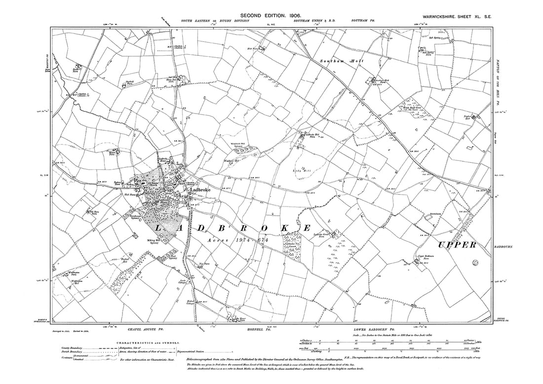 Ladbroke, old map Warwickshire 1906: 40SE – Old Map Downloads