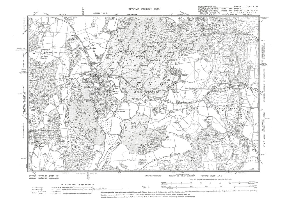 Old OS map dated 1905, showing Eastnor in Herefordshire - 42NW – Old ...