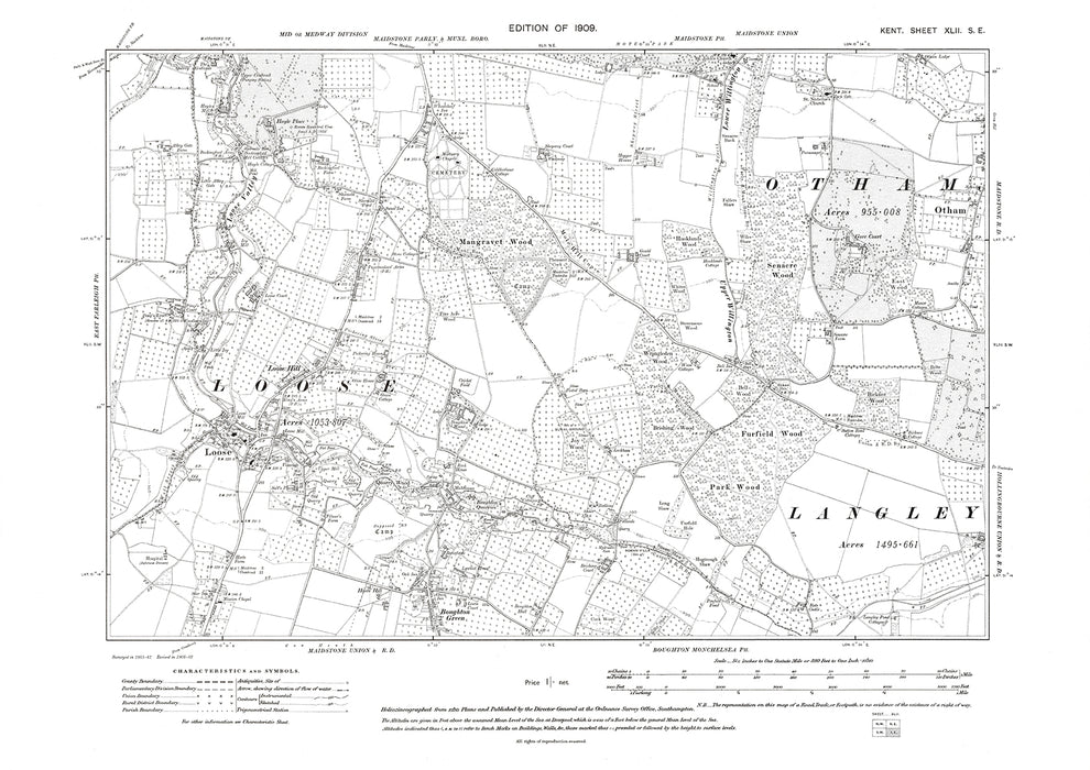 Loose, Otham, old map Kent 1909: 42SE – Old Map Downloads
