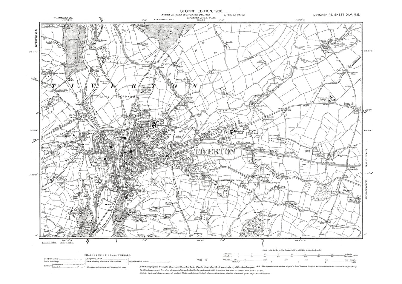 Tiverton, Old Map Devon 1906: 45NE – Old Map Downloads