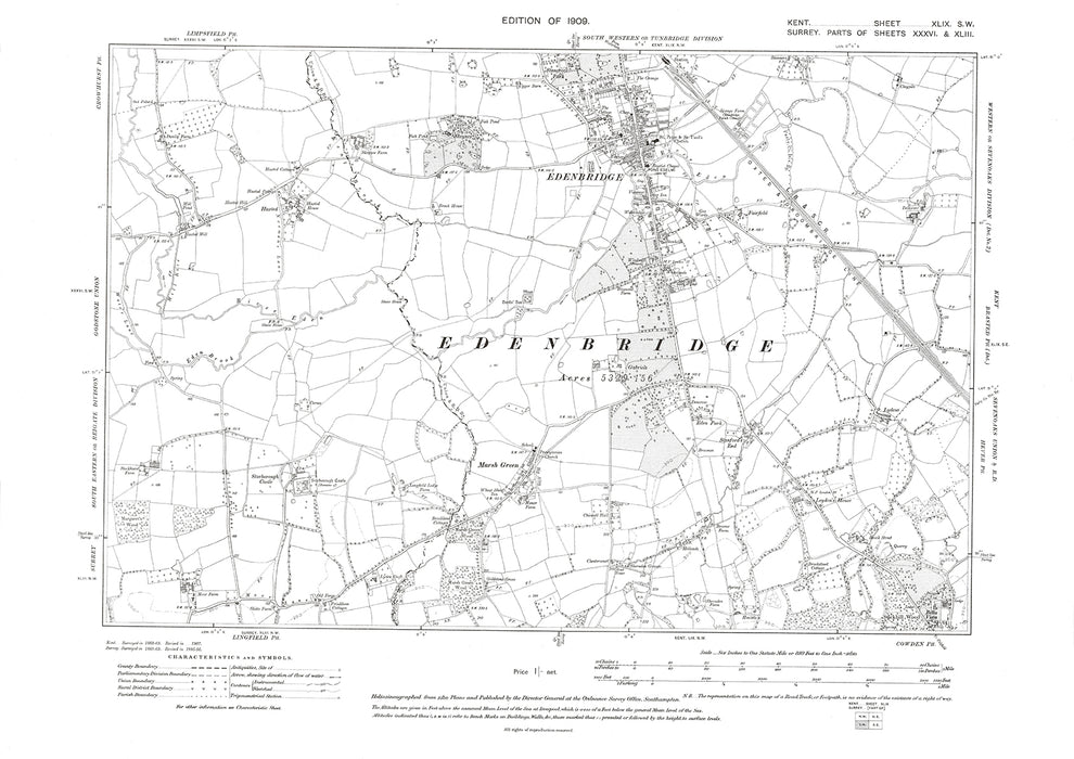 Edenbridge, old map Kent 1909: 49SW – Old Map Downloads