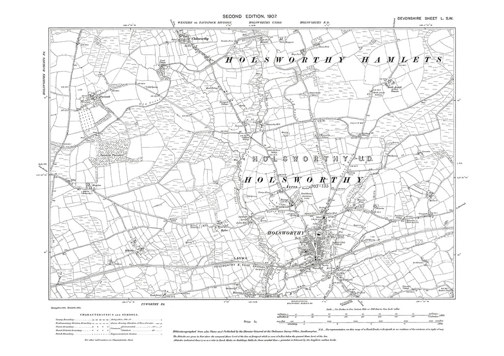 Holsworthy, Chilsworthy, Old Map Devon 1907: 50SW – Old Map Downloads