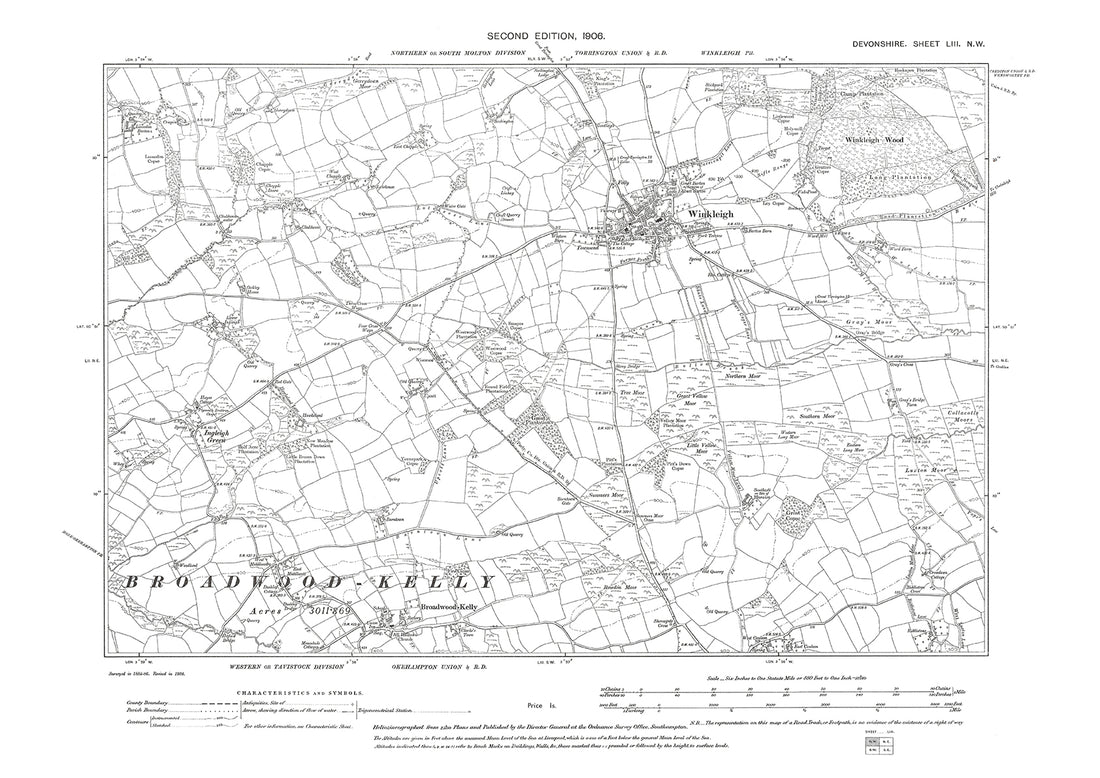 Winkleigh, Broardwood Kelly, Old Map Devon 1906: 53NW – Old Map Downloads