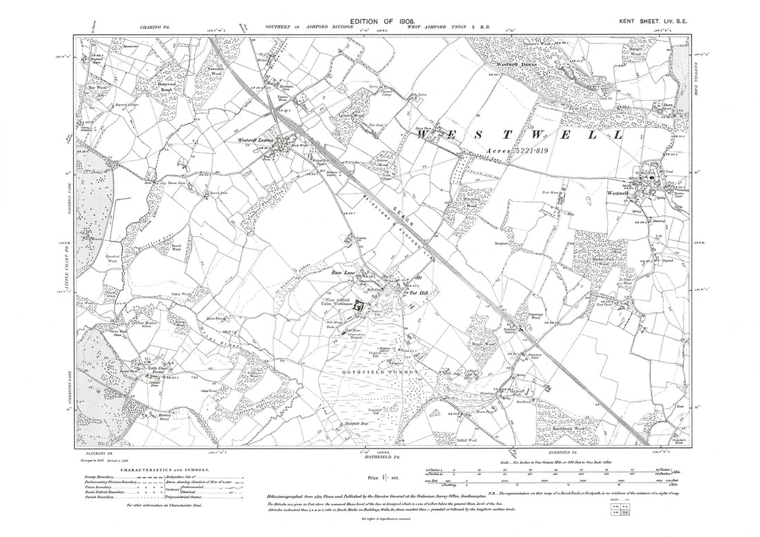 Westwell, Westwell Leacon, old map Kent 1908: 54SE – Old Map Downloads