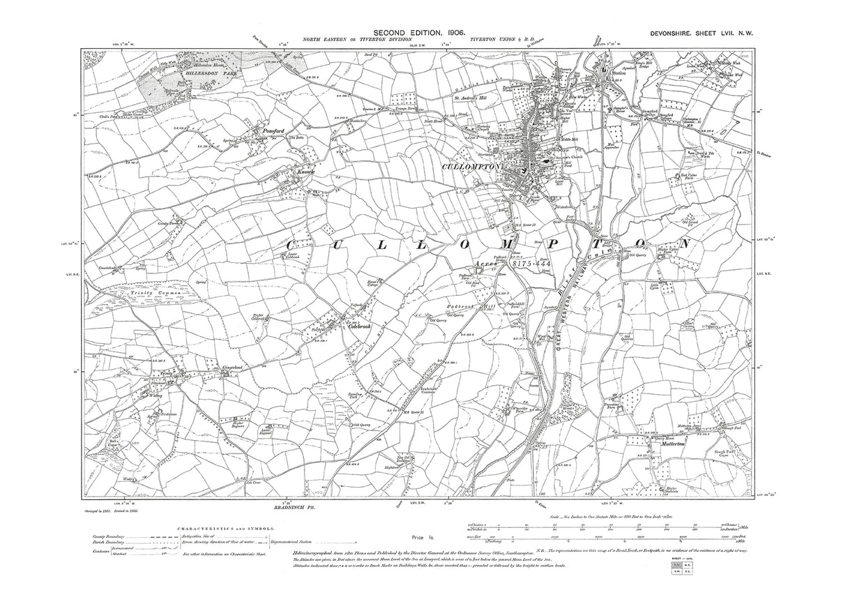 Cullompton, Old Map Devon 1906: 57NW – Old Map Downloads