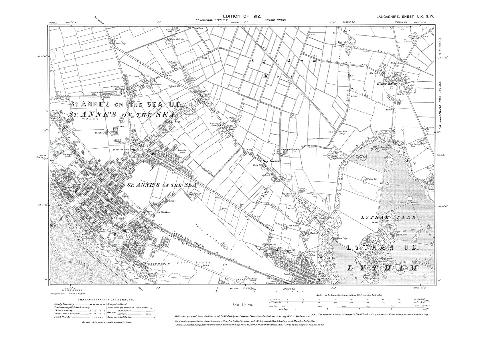 St Anne's on the Sea - Lancashire in 1912 : 59SW – Old Map Downloads