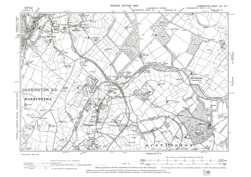 Old OS map dated 1900, showing Harrington, Distington in Cumberland ...