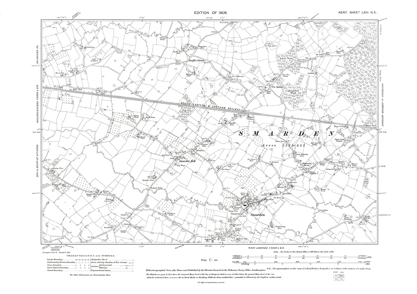 Smarden, old map Kent 1909: 63NE – Old Map Downloads