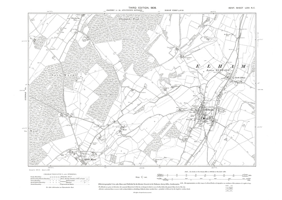 Elham, old map Kent 1908: 66NE – Old Map Downloads