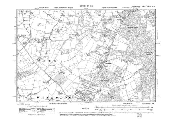 Old OS map dated 1910, showing Cowplain, Waterlooville, Horndean (sout ...