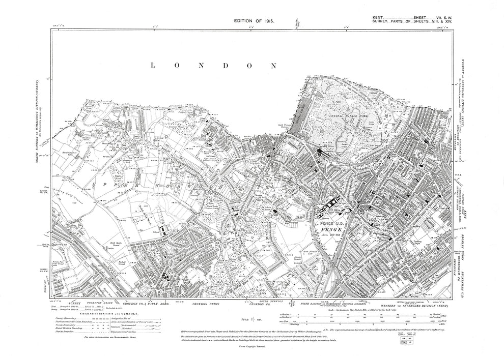 Penge, Croydon, Crystal Palace Park, old map Kent 1915: 7SW – Old Map ...