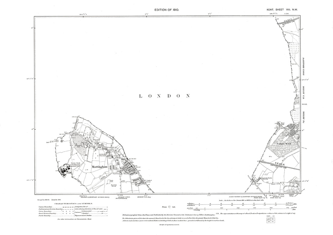 Mottingham, old map Kent 1910: 8NW – Old Map Downloads