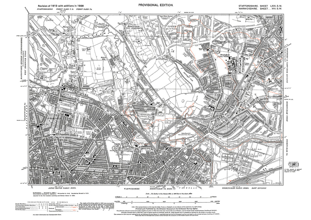 Birmingham, Aston Park, Witton, Perry Barr, Gravelly Hill, old map War ...