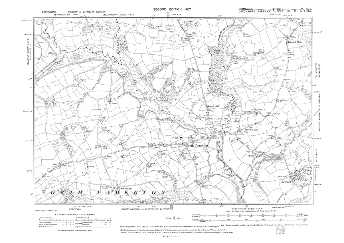 North Tamerton, old map Cornwall 1907: 9NE – Old Map Downloads