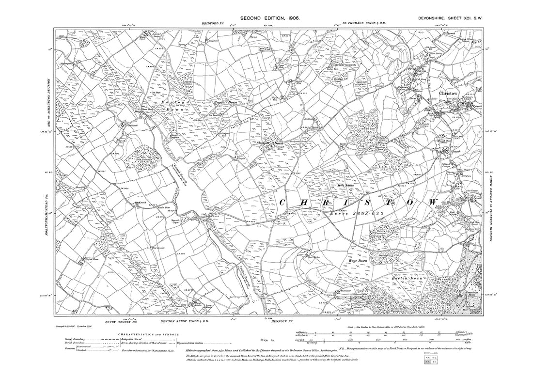 Christow, Old Map Devon 1906: 91SW – Old Map Downloads