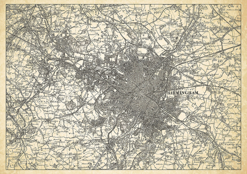 Birmingham in 1898, showing the town and the surrounding area – Old Map ...