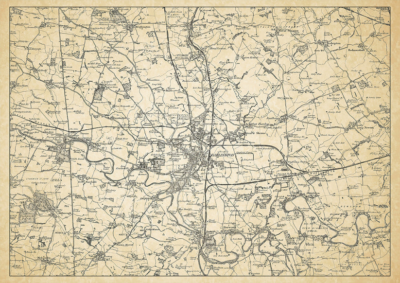 Darlington in 1898, showing the town and the surrounding area – Old Map ...