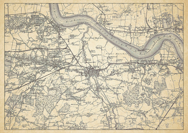 Dartford in 1898, showing the town and the surrounding area – Old Map ...