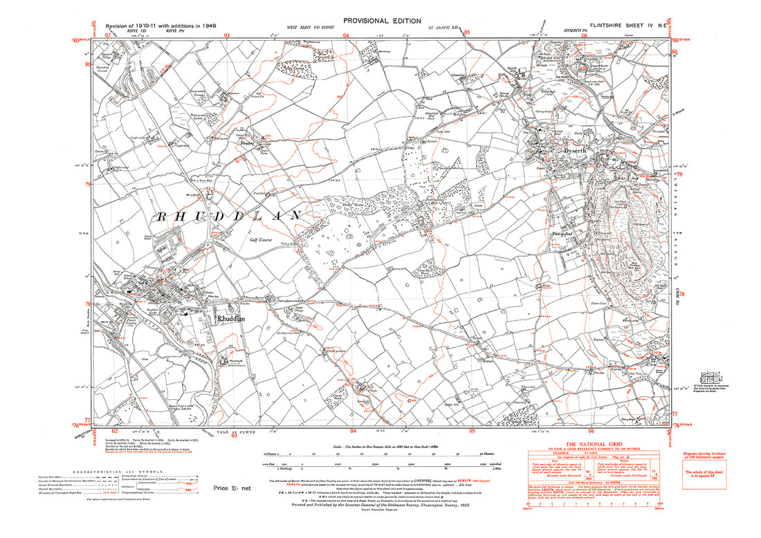 Rhuddlan, Dyserth, old map Flintshire 1949: 4NE – Old Map Downloads