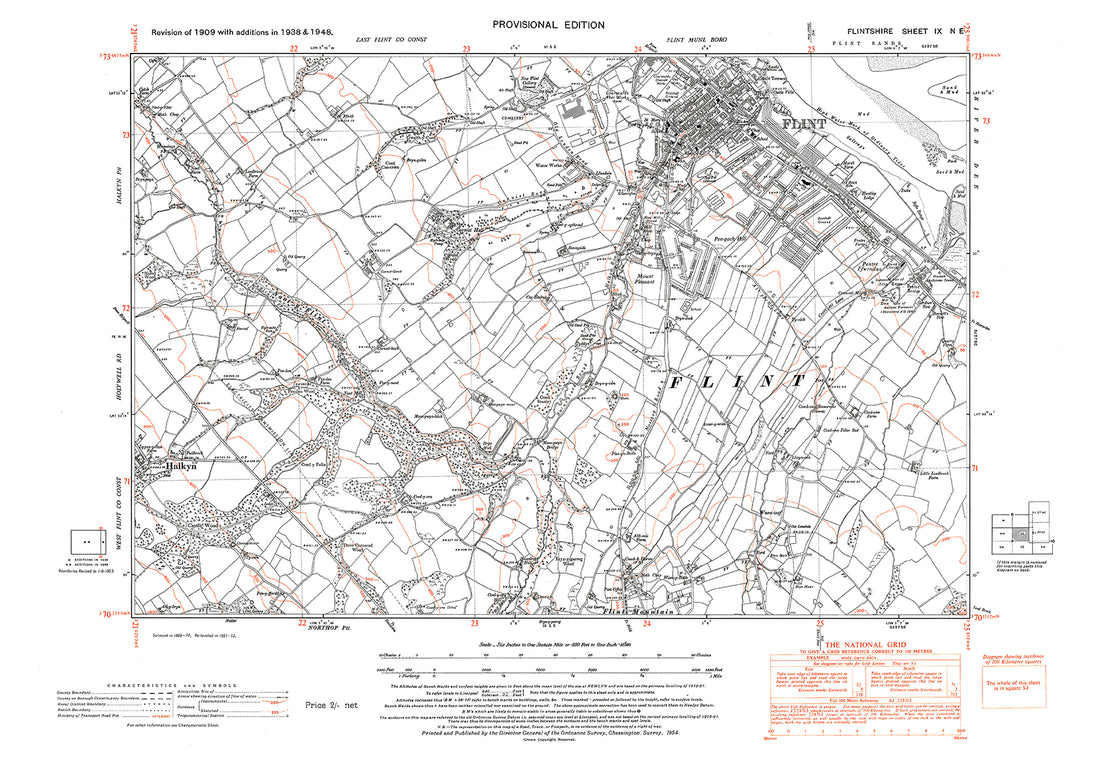Flint, old map Flintshire 1948: 9NE – Old Map Downloads