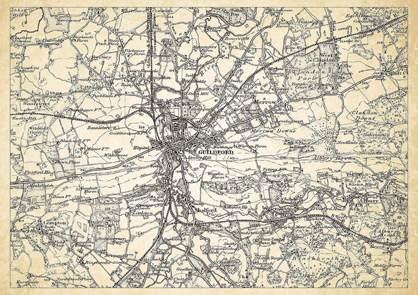 Guildford in 1898, showing the town and the surrounding area – Old Map ...
